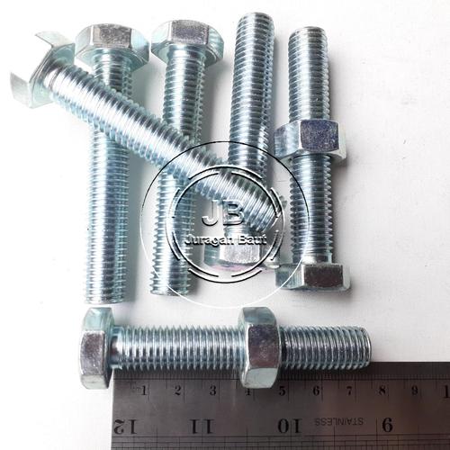 Jual BAUT MUR M12 X 70 PANJANG 7CM 7 CM KUNCI 19 70MM MM PUTIH BAUD BMP M12X70 DIAMETER DRAT ...