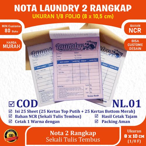 Jual Nota Laundry mini ukuran 1/8 folio (10,5 x 8 cm) NCR 2 Ply - NCR ...