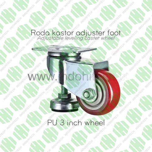 Jual Adjustable leveling caster wheel PU | Roda kastor adjuster foot 3 ...