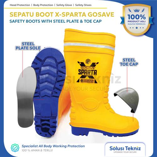 Jual Sepatu Boot Safety Proyek Ujung Bawah Besi Steel Toe Gosave X ...