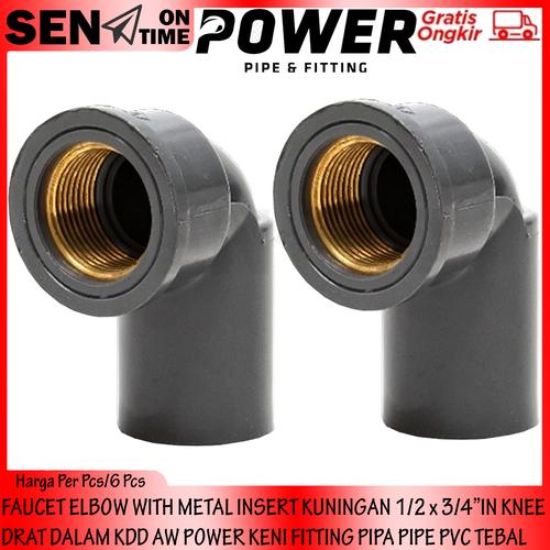 Jual KNEE DRAT DALAM FAUCET ELBOW POWER WITH METAL 1/2 x 3/4 INCH KDD ...