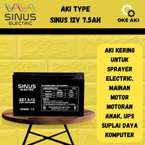 Promo Aki sprayer semprot elektrik 12v 7.5ah Aki kering SINUS 12V 7.5Ah ...