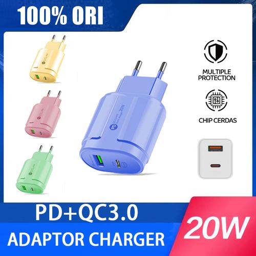 Jual 20W Travel Charger Macaron Fast Kepala Charger Dual Port Power ...