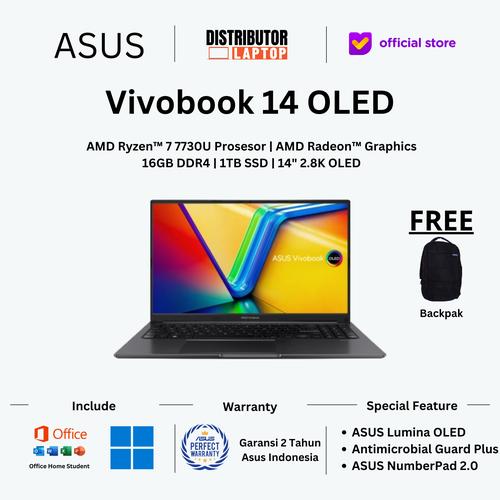 Promo Asus Vivobook 14 OLED M1405YA AMD Ryzen 7 7730U 16GB 1TB SSD ...