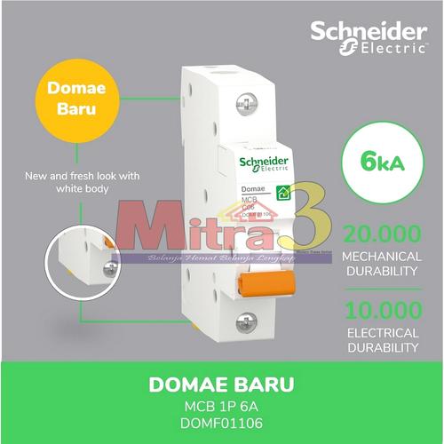 Jual MCB New Domae 1P 6A DOMF01106 Schneider Electric SNI Original / MCB 1 Phase 6 Ampere 6kA ...