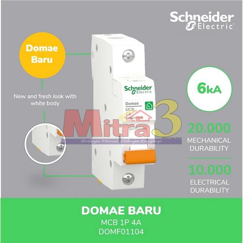 Jual MCB New Domae 1P 4A DOMF01104 Schneider Electric SNI Original / MCB 1 Phase 4 Ampere 6kA ...