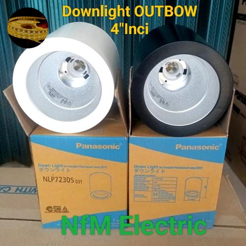 Jual Panasonic Downlight OUTBOW 4"Inci E27/ Kap Lampu Downlight Panasonic 4"Inci Body Hitam ...