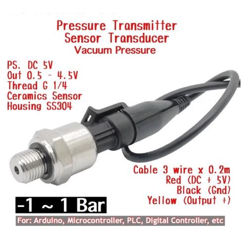 Jual Vacuum Pressure Transmitter -1 - 1Bar Arduino 5V Sensor Vakum -1 ...