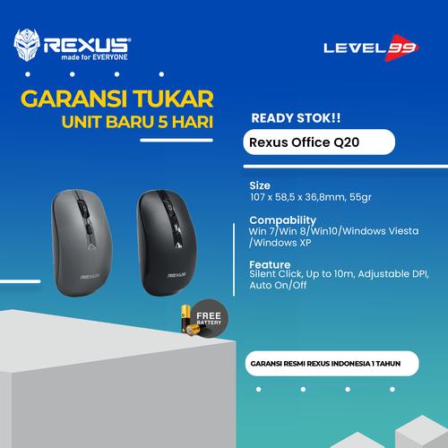 Jual REXUS Q20 MOUSE WIRELESS SILENT CLICK OFFICE - Abu-abu - Kota ...