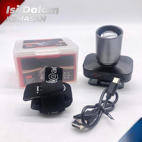 Jual Senter Kepala Zoom Aoki AK-3685A Head Lamp Led 60 Watt Super Terang Senter Rechargeable ...