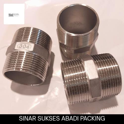 Jual Double Nepel Stainless SS304 drat 3/8" ( inch ) / Fitting drat SS304 - Jakarta Barat ...