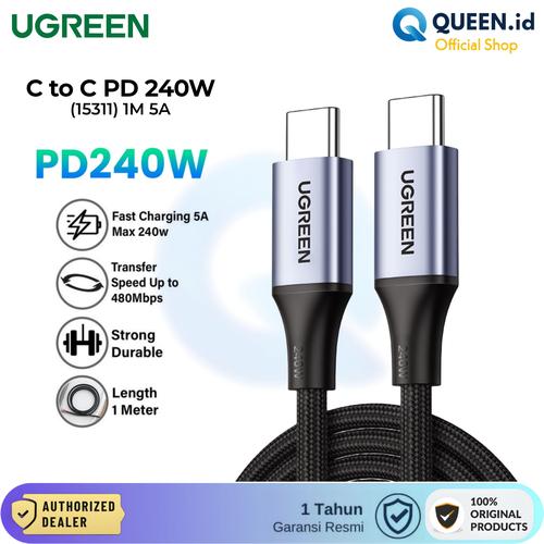 Jual UGREEN Kabel Data Charger USB TYPE C to C PD QC 4.0 240W 5A 1M Braided Nylon - 15311 - Kab ...