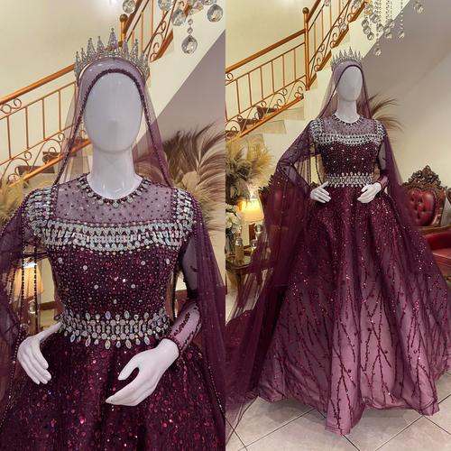 Jual gaun pengantin gradasi warna - burgundy, L - Jakarta Pusat - griya ...