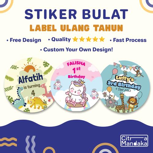 Jual Stiker Ulang Tahun Anak Bulat | Birthday Sticker | Stiker Ultah ...