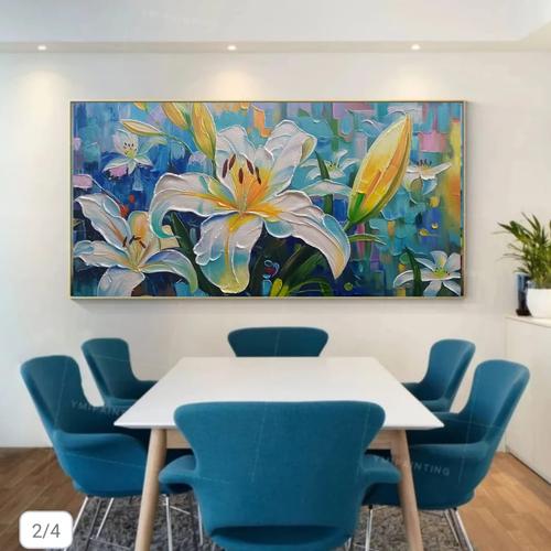 Jual lukisan tangan bunga Abstract lukisan canvas besar seni dekorasi ...