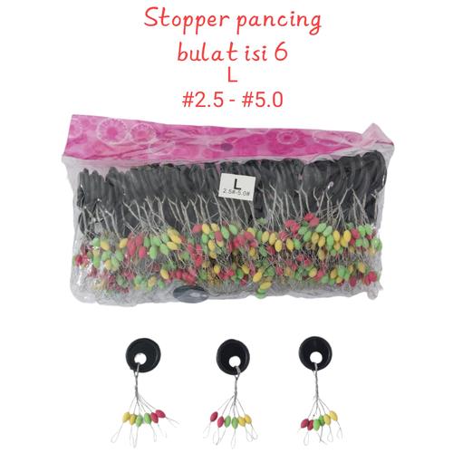 Jual Stopper pancing isi 6 bulat stoper karet satuan 1pc warna warni ...