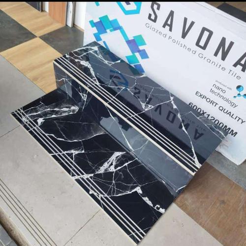 Jual granit pijakan anak tangga 30x100 custom ukuran hitam corak marmer ...