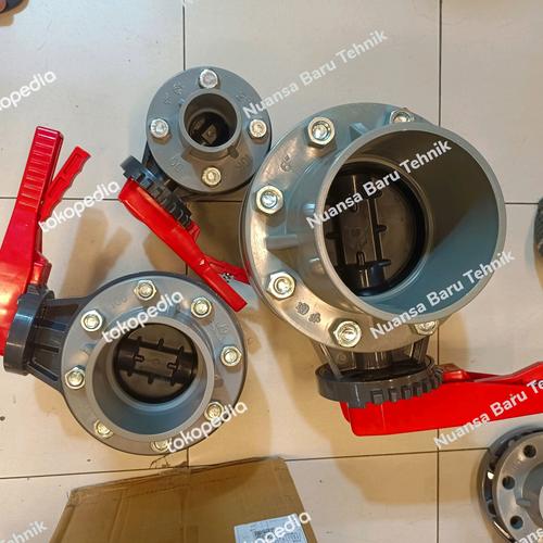 Jual Butterfly Valve PVC Set Flange shocked Jis 10k ukuran11/2" inch ...
