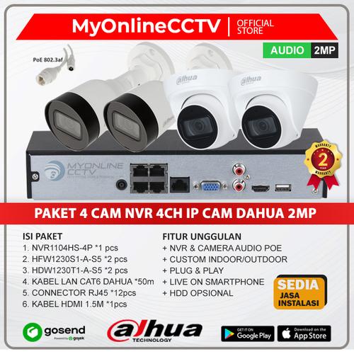 Promo Paket CCTV 4 IP Camera 2MP Audio Dahua Lengkap NVR 4Ch Indoor ...