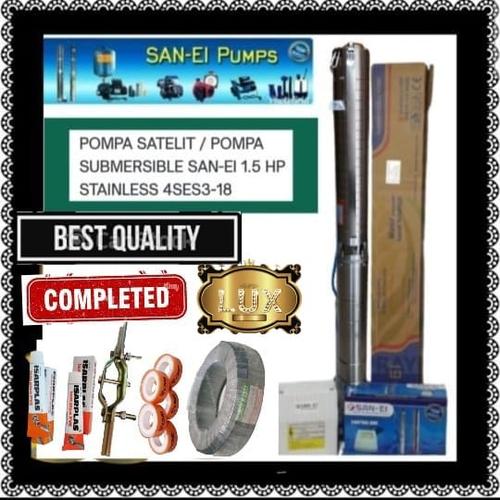 Jual Pompa satelit 4" 1.5Hpss SAN-EI 1.5 Hp impeller STAINLESS casing pipa 4 inch COMPLETE Set ...