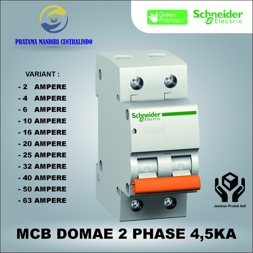 Jual MCB 2 PHASE DOMAE 4,5kA SCHNEIDER 2 POLE 2P - 2 AMPERE s.d 63 ...
