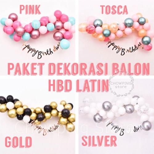 Jual Set Paket Dekorasi Backdrop Ulang Tahun Simple Balon Banner HBD ...