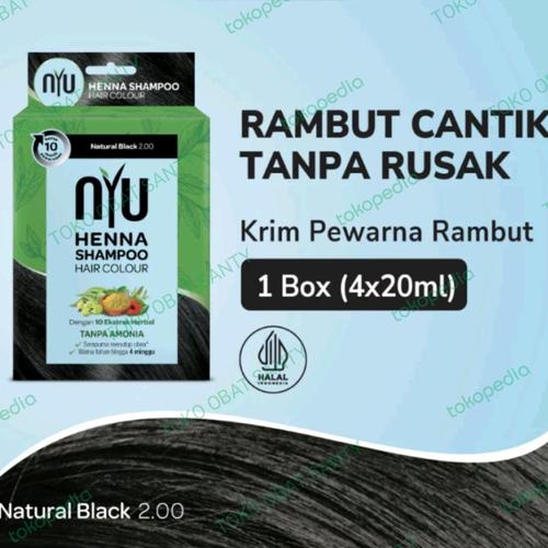 Jual NYU HENNA SHAMPOO HAIR COLOUR PEWARNA RAMBUT HITAM 1BOX ISI 4 ...