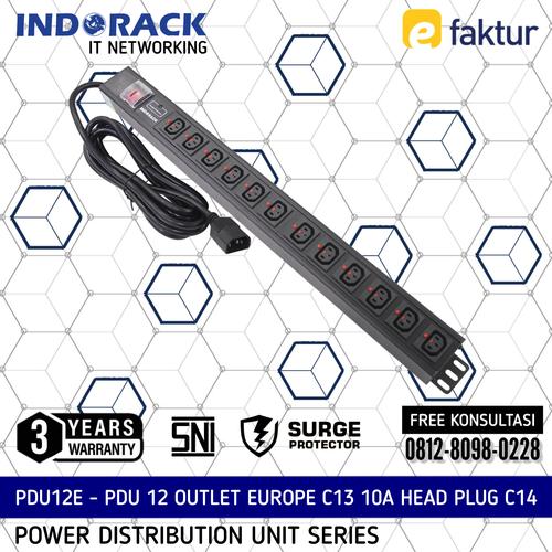 Jual PDU12E PDU INDORACK 12 Outlet 10A Europe C13 Head Plug C14 Power Distribution Unit Rack ...