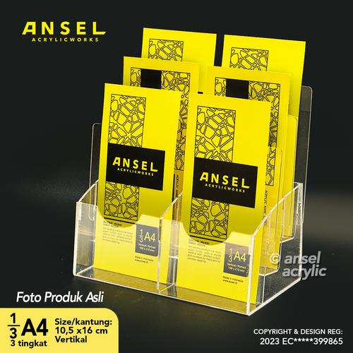 Promo ANSEL Tempat Brosur Akrilik 3 Tingkat [ 1/3 A4 - A6 ] Tipe E2 - 3 ...