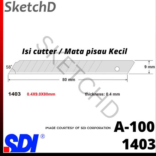 Jual Isi Cutter mata pisau kecil A100 SDI Knife Blade A 100 / 1403 5pcs ...