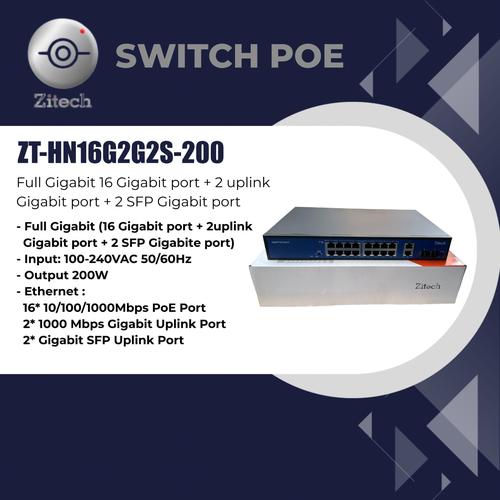 Jual PoE Switch Zitech ZT-HN16G2G2S-200 Full Gigabit 16 Gigabit port ...