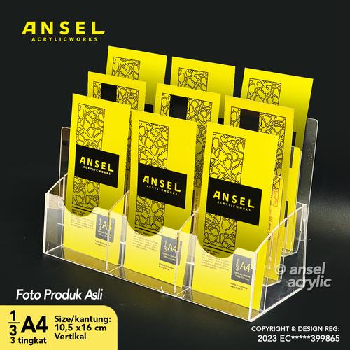 Promo ANSEL Tempat Brosur Akrilik 3 Tingkat [ 1/3 A4 - A6 ] Tipe E3 - 3 ...