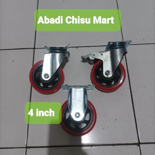 Jual Roda PU 4 inch Heavy duty Roda trolly etalase - 1 roda mati ...