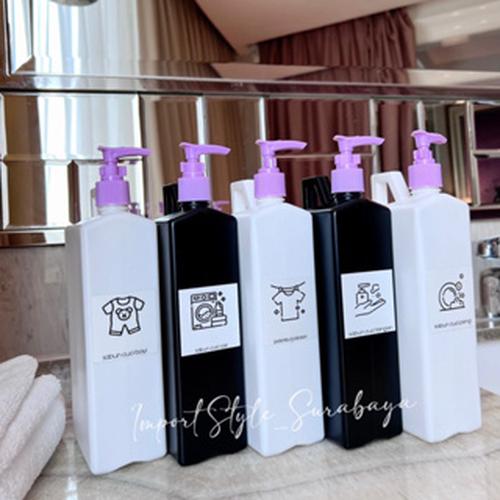 Jual botol sabun aesthetic JERIGEN PUMP 1L KOTAK HITAM / PUTIH LABEL ...