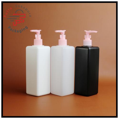 Jual botol pump clip 500ml hdpe kotak/botol pump 500ml/pump clip oil pink bergaris neck 24 ...
