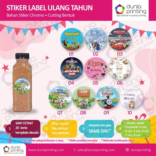 Jual Sticker ulang tahun anak custom - edisi 3 - SB 1, 3cm - Jakarta ...