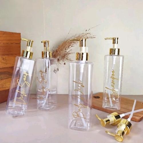 Jual BOTOL REFILL PUMP KOTAK 500ML PUMP LUXURY GOLD LUXURY AESTHETIC ...