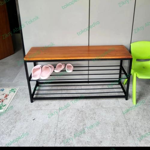 Jual Shoe Rack Metal Bench Rak Sepatu Kursi Multifungsi Kayu Rangka ...