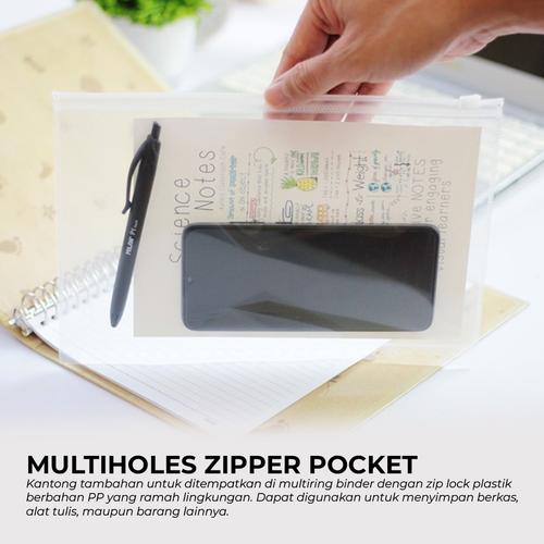 Jual map plastik zipper pocket bantex binder loose leaf A5 - multiholes ...