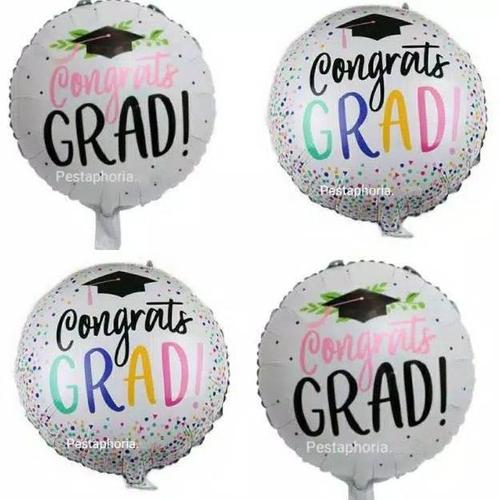 Jual Balon Foil Bulat Wisuda / Graduation / Congrats Grad Toga Daun ...