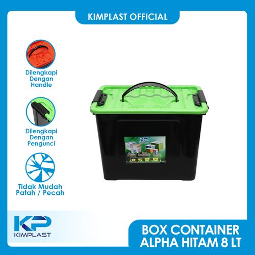 Jual KIMPLAST Box Container 8 Liter Hitam/ Dengan Pegangan Handle / Box ...