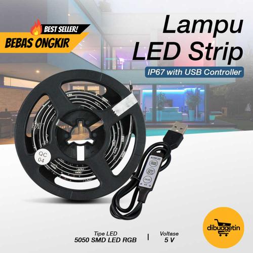 Jual Lampu LED Strip Flexible 5050 RGB Light 5V USB 2 Meter 2M IP67 ...