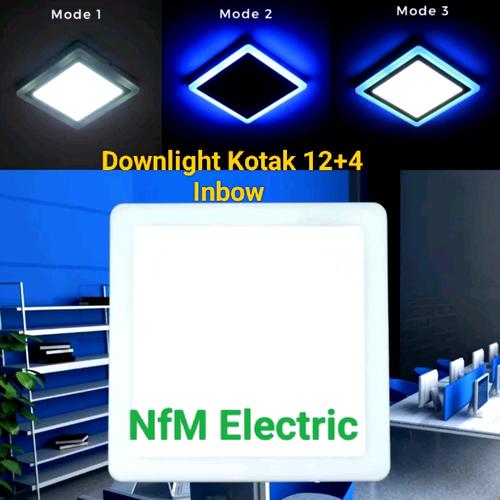 Jual Lampu Downlight Kotak 12+4 3Warna Inbow/ LED Panel Kotak 3Warna 12 ...