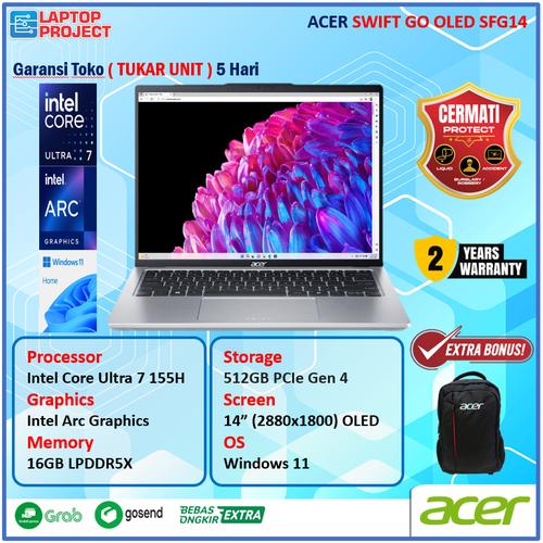 Jual ACER SWIFT GO OLED SFG14 ULTRA 7 155H 16GB 512GB W11+OHS 14.0 2.8K ...