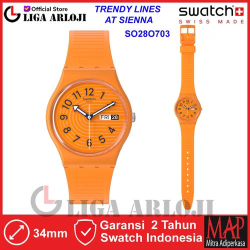 Promo SWATCH SO28O703 TRENDY LINES IN SIENNA Jam Tangan Wanita Analog ...