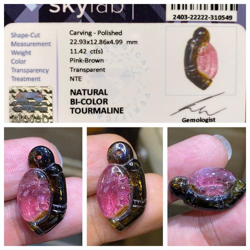 Jual Natural 11.42ct bi color tourmaline carving polished - Jakarta ...
