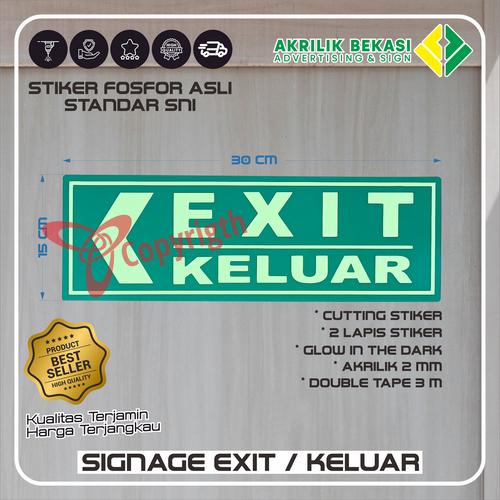 Jual Rambu Exit Akrilik / Exit Signage (GLOW IN THE DARK) Akrilik ukuran - 30 x 15cm - Kiri ...