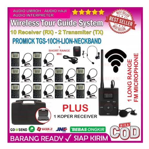 Jual Neckband Wireles Tour Guide Interpreter Audio Haji Umroh 10CH LION 2TX - Black 10 RX ...