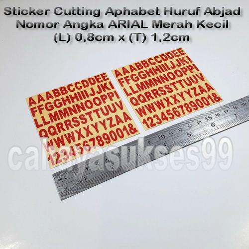 Jual Sticker Cutting Alphabet Abjad Huruf Font ARIAL BOLD Merah Kecil 1 ...