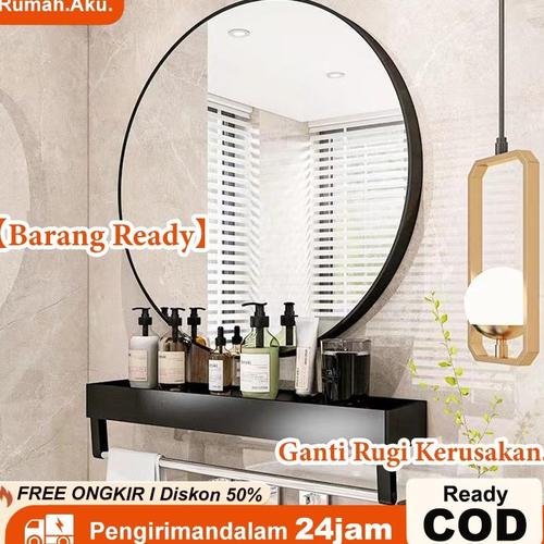 Jual Cermin Gantung Dinding +Rak 60CM Cermin Bulat Cermin Kamar Mandi ...